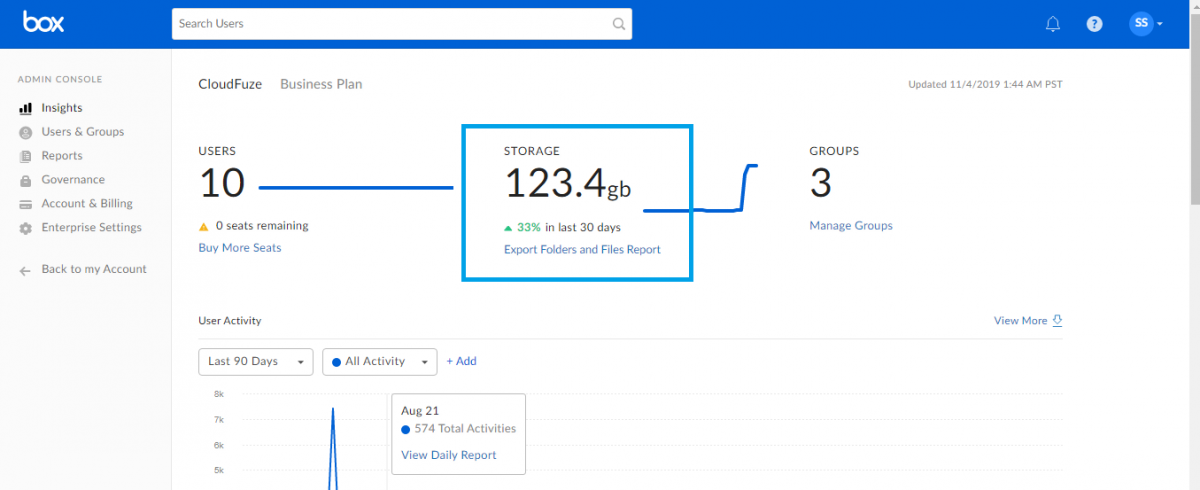 How to Check Storage Usage Metrics in a Box Admin Account