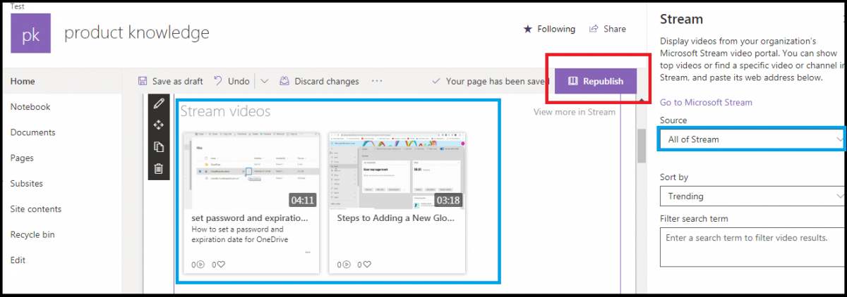 How to Add Microsoft Stream Content to SharePoint Online Pages