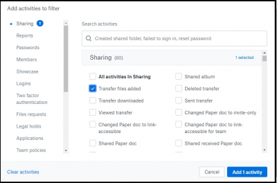 How to Create and Export Activity Report in Dropbox