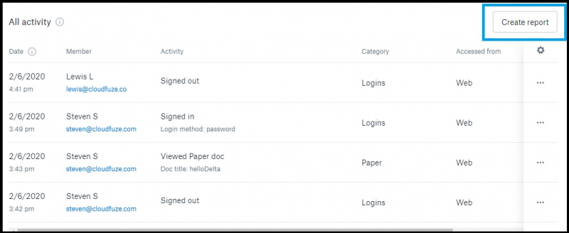 How to Create and Export Activity Report in Dropbox