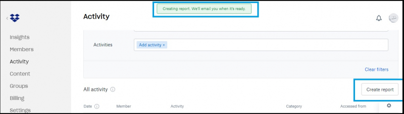 How to Create and Export Activity Report in Dropbox