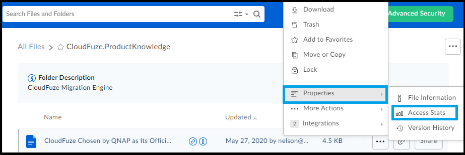 How to Access the Detailed Access Stats of a Box File