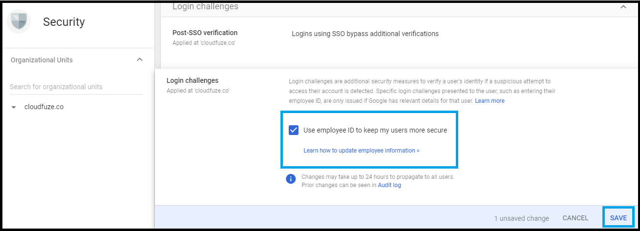 How to Enable the Employee Login ID Challenge in G Suite