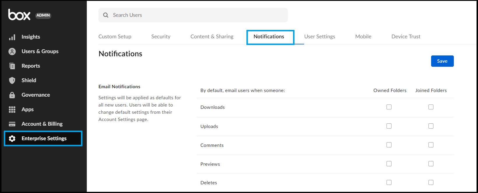 How to Enable Email Notifications in a Box User Account