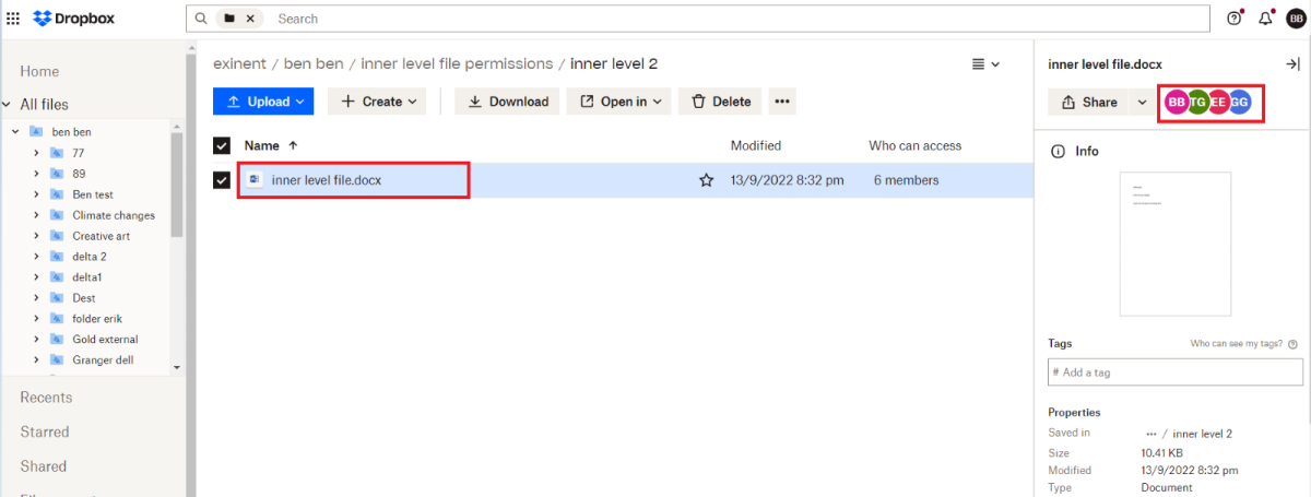 Move Inner File Permissions From Dropbox to Google Drive
