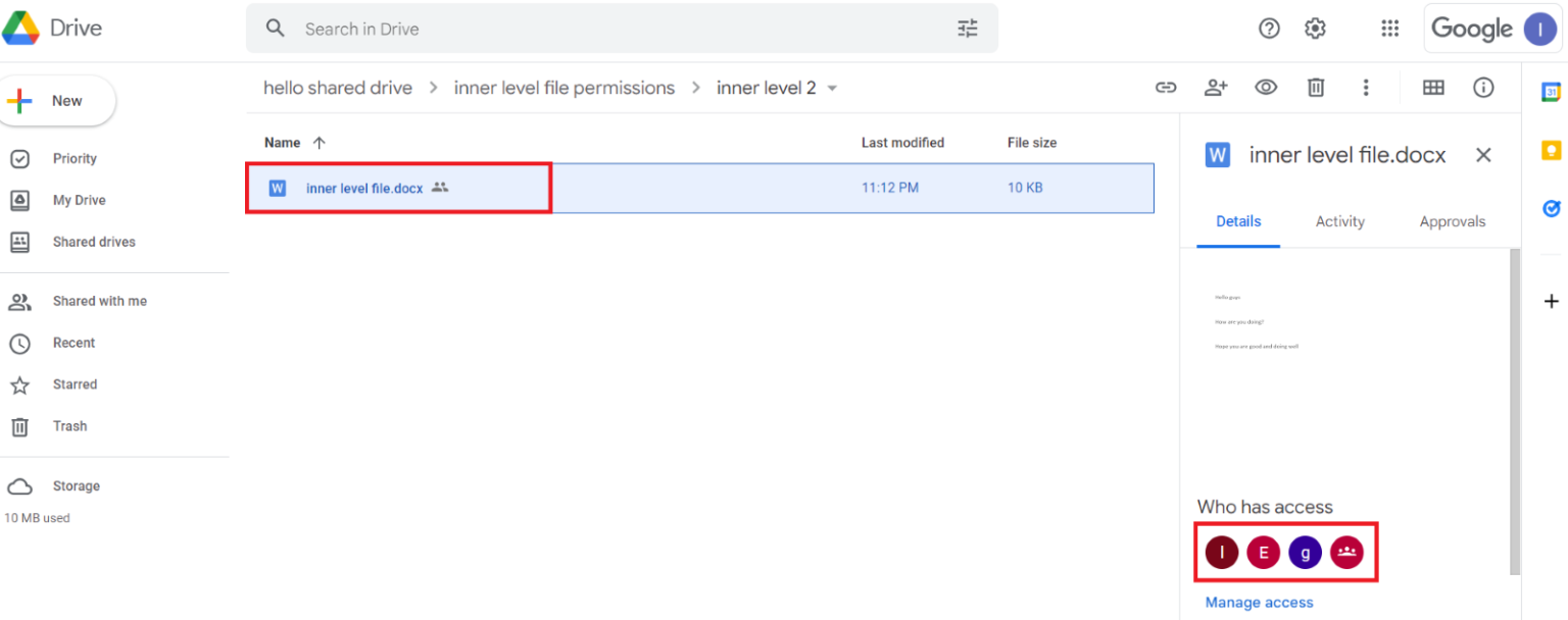 Move Inner File Permissions From Dropbox to Google Drive