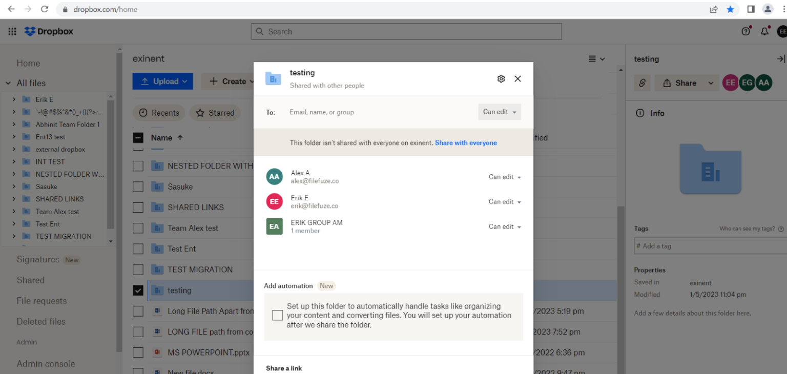 Transfer Dropbox Team Folders to Office 365 With Permissions