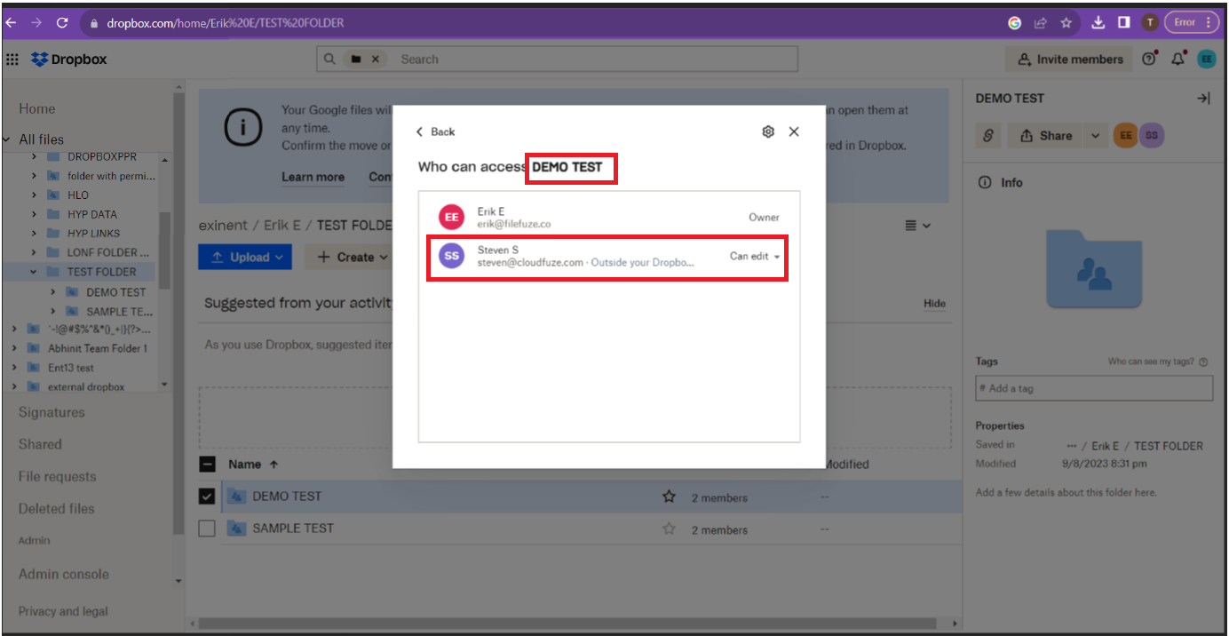Transfer Dropbox Data to Google Drive With External Shares