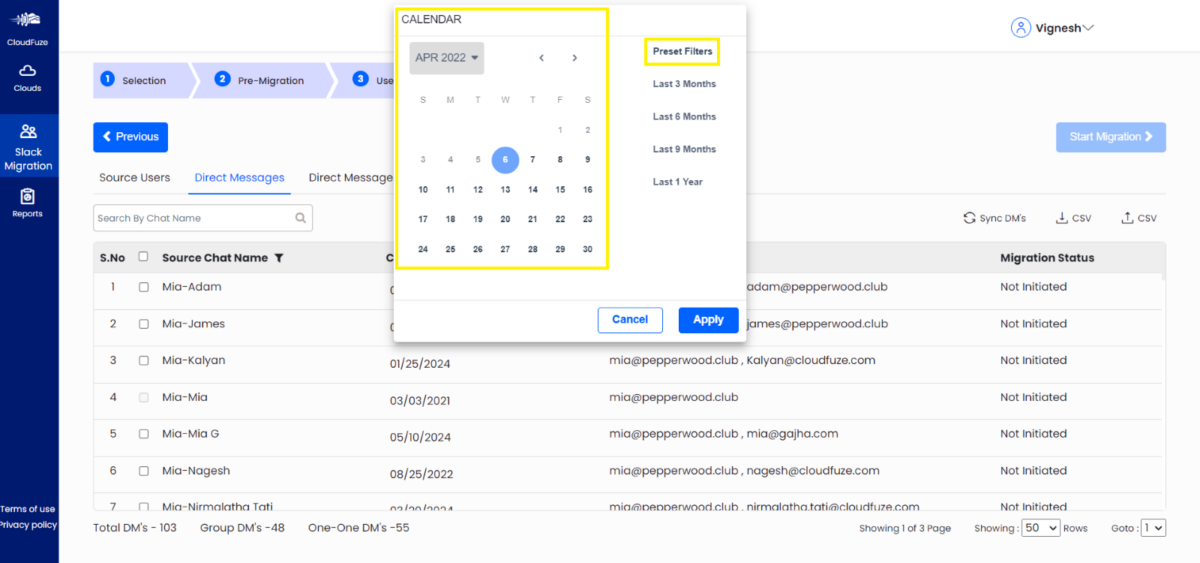 Migrate Slack Messages to Google Chat by Filtering Date Range