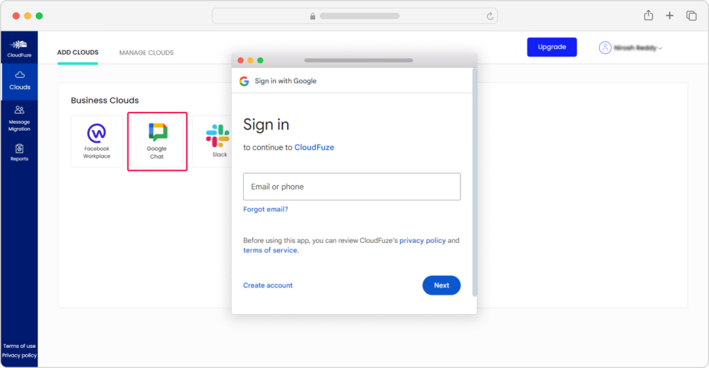 Meta Workplace to Google Chat Migration with CloudFuze