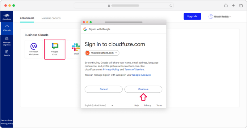 Meta Workplace to Google Chat Migration with CloudFuze