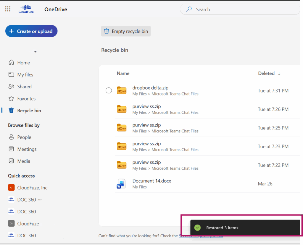 Steps to Recover Deleted Files from Microsoft OneDrive - CloudFuze