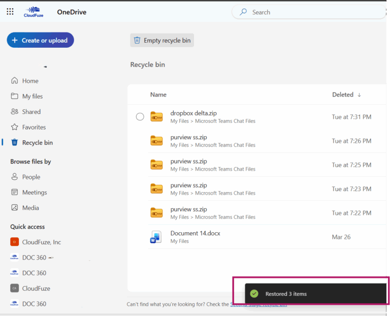 Steps to Recover Deleted Files from Microsoft OneDrive - CloudFuze